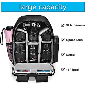 CADeN Camera Backpack Bag for DSLR/SLR Mirrorless Camera Waterproof with 14 inch Laptop Compartment, USB Charging Port, Tripod Holder, Rain Cover, Camera Case Compatible for Sony Canon Nikon Black S
