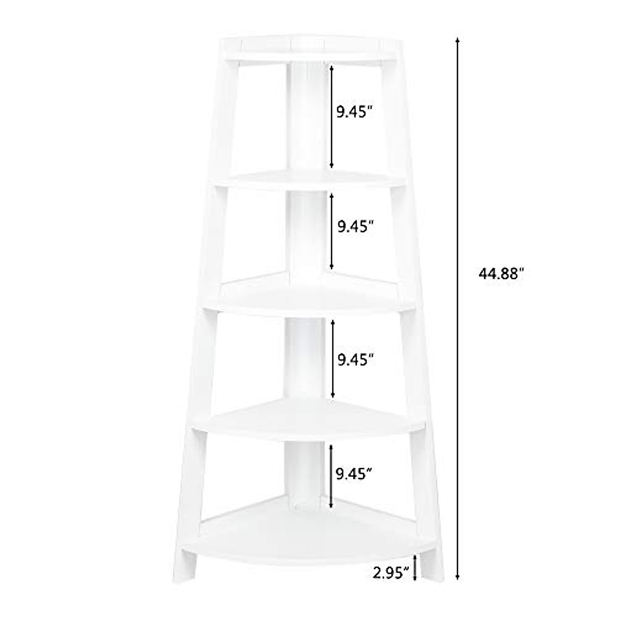 5 Tier Rustic Corner Shelf Stand, Industrial Small Bookcase Corner Ladder Shelf Plant Stand for Living Room, Kitchen, Home Office (White)