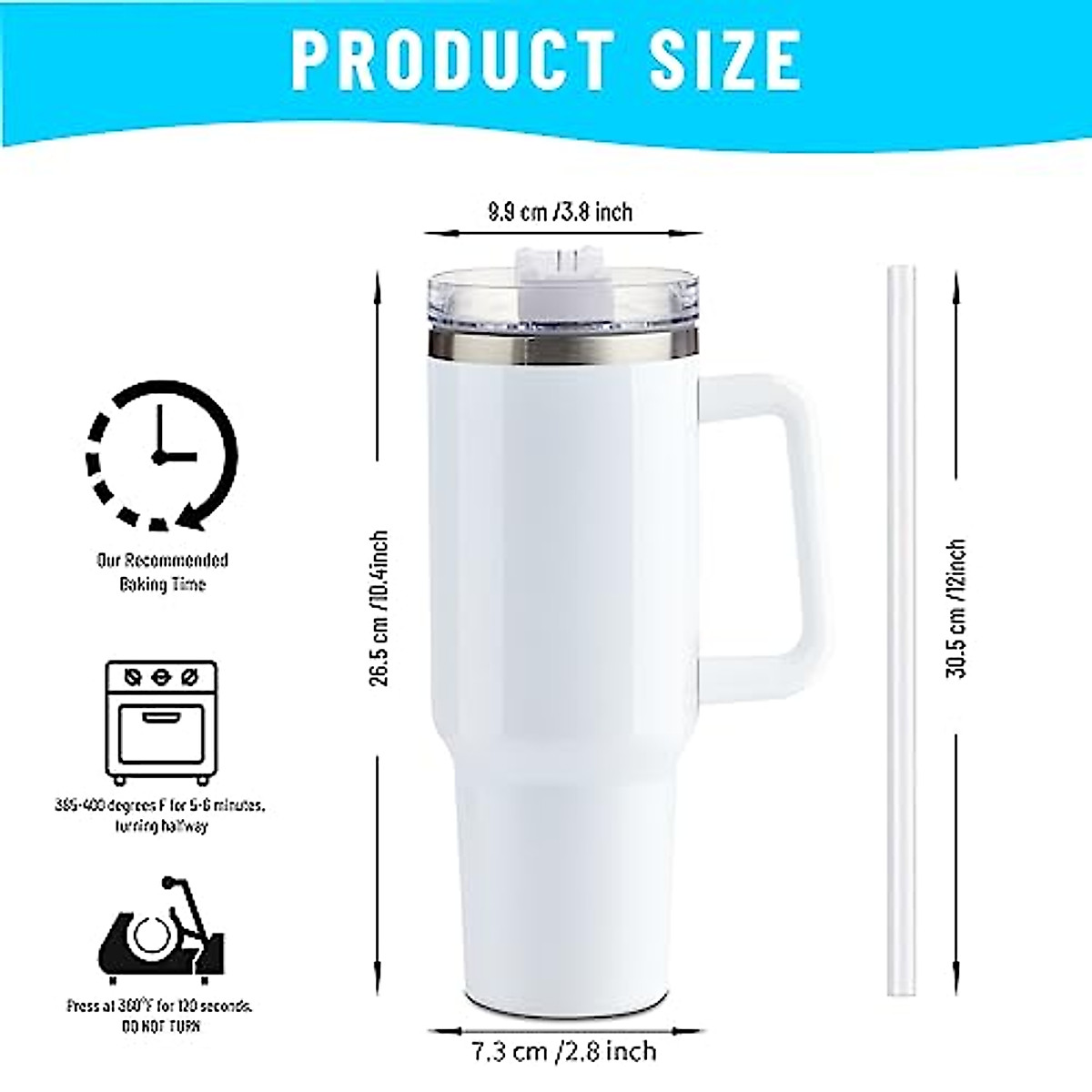 40oz Sublimation Tumbler With Handle And Straw Lid, Stanley Dupe 40oz Sublimation Tumbler With Removable Handle,Stainless Steel Double Wall Insulated Tumbler Blanks For Heat Transfer
