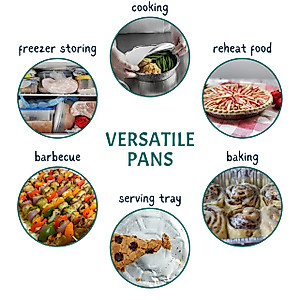 FUNSTITUTION Aluminum Foil Pans 8x4 Inches (30 Pack) - Tin Foil Pans with High Heat Conductivity - Disposable Aluminum Tray Cookware For Baking, Grilling, Cooking, Storing, Prepping