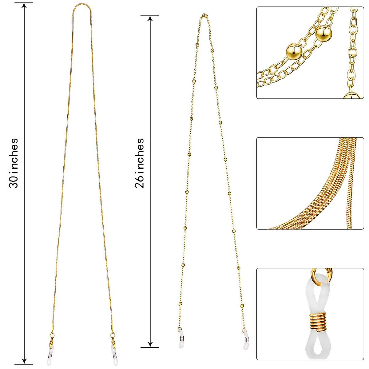 Frienda 6 Pieces Eyeglass Chains Elegant Eyewear Retainer Beaded Eyeglass String Holder Glasses Strap (Silicone Buckle Style)