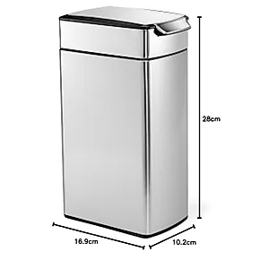 simplehuman Slim Touch-Bar Kitched Trash Can, 40 Liter, Brushed