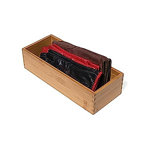 Lipper International Bamboo Utensil Holder Storage Box for Cooking Tools, Makeup, or Office Supplies, 5" x 12" x 3"