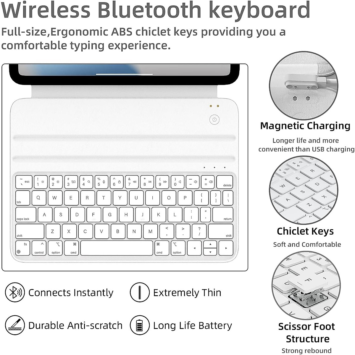 HOU keyboard Case for iPad 10th Generation/iPad 11th Generation 11 inch A16 2025 – Smart Folio, Ultra Slim, Magnetic Charging, Adjustable Angle