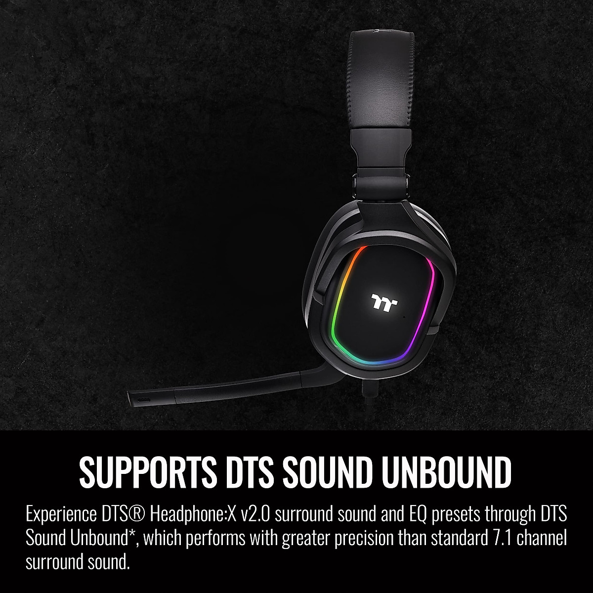 Thermaltake Argent H5 RGB 7.1 Surround Gaming Headset, 50mm Hi-Res Drivers, Compatible with PC, Xbox One, PS4, Mac, Mobile and Nintendo Switch, Black, GHT-THF-DIECBK-31
