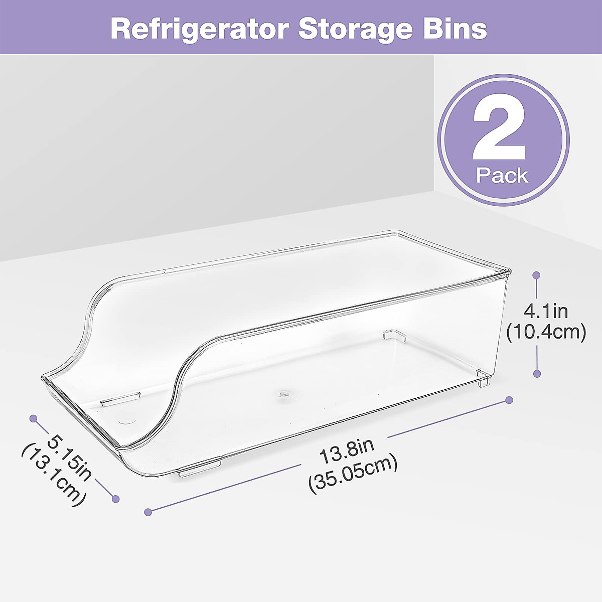 Puricon 2 Pack Refrigerator Organizer Bins Can Dispenser Storage Holder Bundle with 2 Pack Skinny Can Drink Dispenser Organizer for Refrigerator