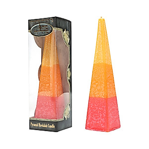Shalhevet Light Pyramid Self Standing Long Lasting Havdalah Candle (Fire - Brown Orange Red)