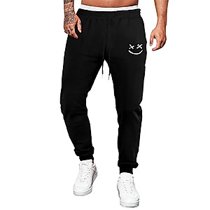 JMIERR Mens Sweatpants Tapered Track Gym Running Joggers Sweat Pants Athletic Pants with Drawstring and Pockets 2024, XL, Black