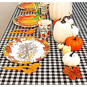 Disposable Thanksgiving Plate And Napkin Set - Pack of 72 - Fall Dinner Party Decorations - Thankful, Grateful Party Supplies - Cups, Cutlery Holder, Napkins Parties Pack - Pumpkins Turkey, Leaves