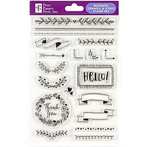 Borders, Frames, & Icons Clear Stamp Set (19 individual stamps)