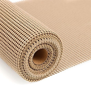 Moretoes Drawer and Shelf Liner, Non Adhesive 12 in x 25 FT Durable and Strong Cabinet Liner Non Slip for Kitchen Cupboard Pantry Table Desk Storage Organizer (Beige)