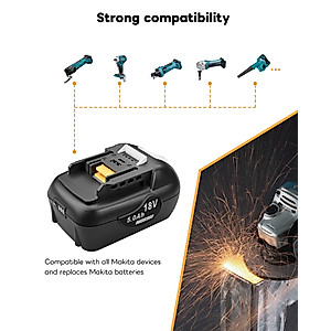 COOMYXIN Genuine Capacity 4 Pack 5Ah 18V Battery Replacement for Makita 18v Battery - Real Capacity Lithium Ion Batteries Compatible with All Makita 18V Cordless Power Tools