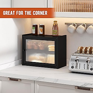 GHWIE Bread Box for Kitchen Countertop Large Bread Box Farmhouse Bread Container Bread Storage with Window Bread Holder Black