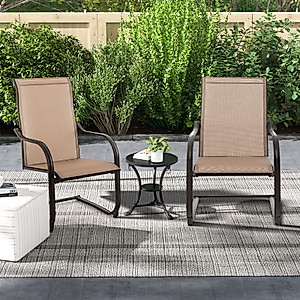 Giantex Patio Chairs Set of 2, High Back Outdoor Chairs w/Sled Base, All Weather Fabric, Heavy Duty Metal C-Spring Frame, Outside Dining Chairs for Lawn Deck Porch Balcony Backyard Pool