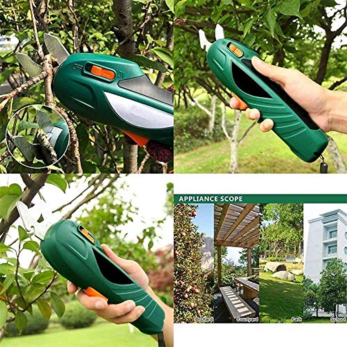 Professional Electric Pruning Shears Electric Secateurs Professional Garden Shears 7.2V Lithium Battery Pruning Shears Double Switch 1.6CM in Diameter Cordless Every Family
