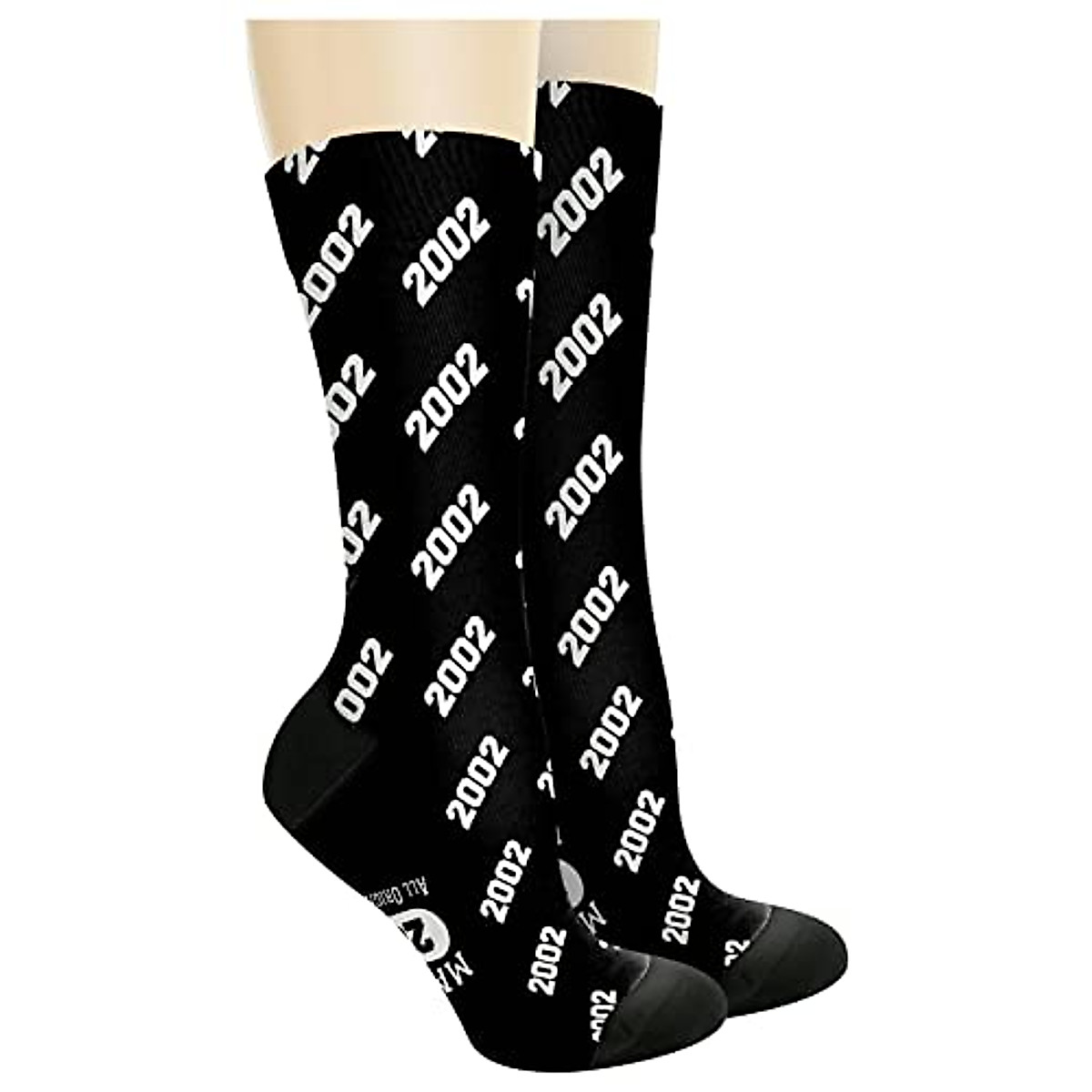 ThisWear 21st Birthday Socks For Men Made In 2002 1-Pair Novelty Socks Charcoal