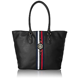 Tommy Hilfiger Women's Jaden Travel Tote Bag ,Black Polyvinyl Chloride