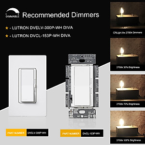 CRLight T14 Tubular LED Filament E26 Bulb, 2W 25W Equivalent 250LM 2700K Warm White, 6 Pack Dimmable Light Bulbs