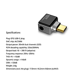 DD ddHiFi TC35C USB-C/Type-C to 3.5mm High Fidelity Headphone Jack Adapter, Audio Converter for Earphones/Headphones