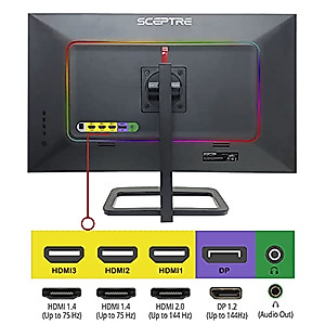 Sceptre 32 inch QHD IPS Monitor HDR400 2560x1440 DisplayPort up to 144Hz 1ms 120% sRGB Height Adjustable, Build-in Speakers Gunmetal Black (E325B-QPN168)