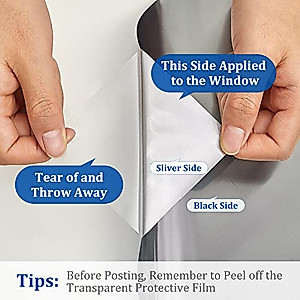 Sun Blocking Window Privcy Film Privacy Day and Night Anti UV Heat Control Window Tint for Home Mirror Reflective Static Cling Non-Adhesive Window Sticker（17.5 x 78.7 Inch）