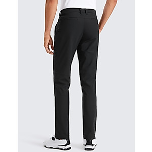 CRZ YOGA Men's All Day Comfy Golf Pants - 32" Quick Dry Lightweight Work Casual Trousers with Pockets Black 28W x 32L