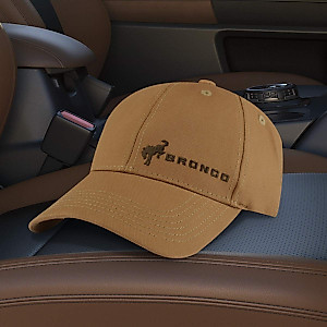 Ford Bronco Baseball Cap, Adjustable 6-Panel Duck Hat, Brown