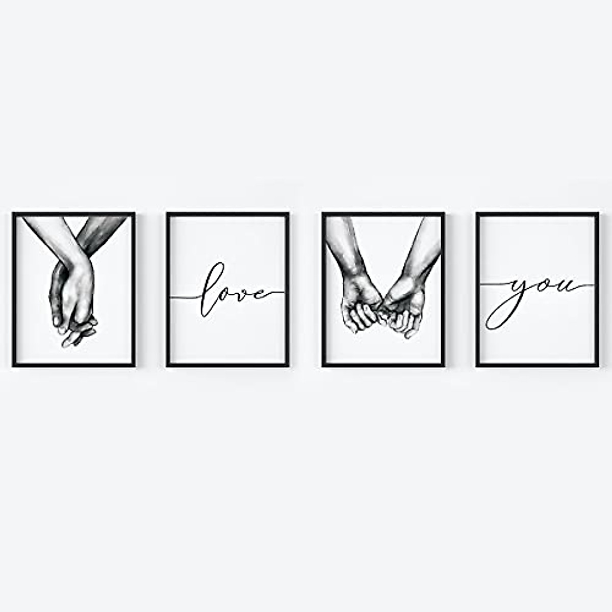 MoharWall Love You Prints White Black Posters Women Bedroom Wall Decor Warm Quotes A Great Gift for The Couple's Wedding