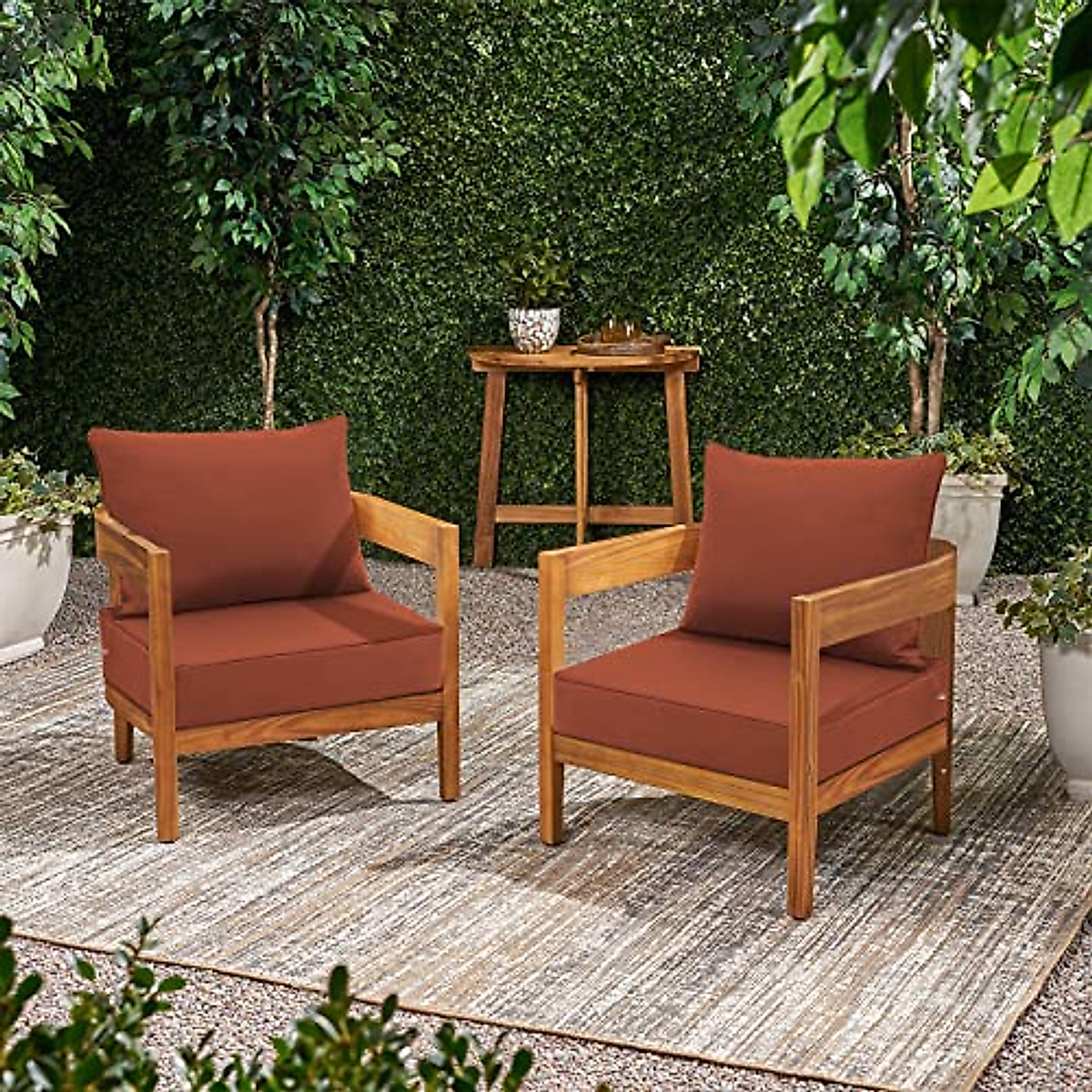 Favoyard Outdoor Seat Cushion Set 24 x 24 Inch Waterproof & Fade Resistant Patio Furniture Cushions with Removable Cover Deep Seat & Back Cushion with Handle and Adjustable Straps for Chair Sofa Couch