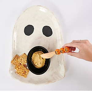 Mud Pie Halloween Ghost Chip & Dip Set, White, 14" x 10"