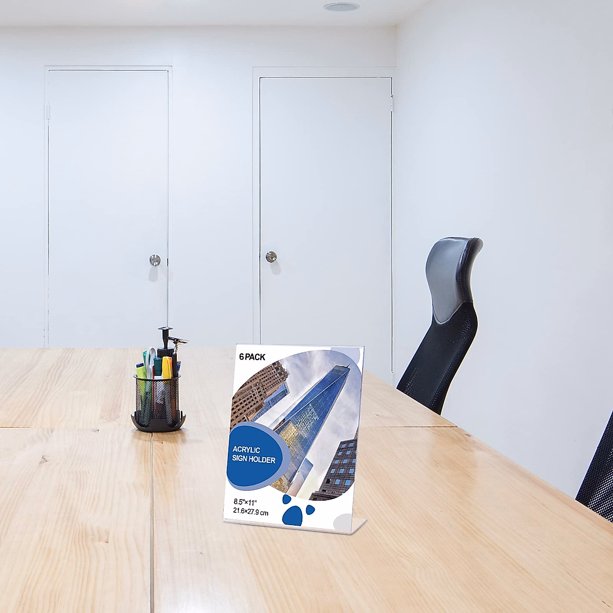 LILEZBOX 6 pack 8.5 x 11 inch Acrylic Sign Holder,Clear Plastic Sign Holder with Slant Back, Acrylic Stands for Display, Portrait Ad Frames, Flyer Holder, Menu Holder Paper Stand,Table Sign Holders