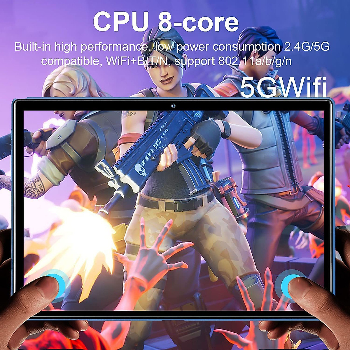 2023 Newest 128GB ROM + 6GB RAM Storage Tablet with Keyboard 10 Inch, Android 11 Tablet Newest Octa-core Processor, 2 in 1 Tablet with 1 Sim Slot+ 5G Dual WiFi network, 1920x1200 HD Display -Blue