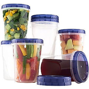 Soup Freezer Storage Containers With Twist Top lids [32 Oz - 9 Pack] Reusable Plastic Food Container with Screw On Lids, leak proof, Airtight, Stackable, Microwave Safe BPA Free