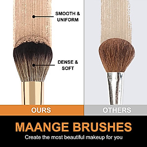 Makeup Brushes,MAANGE 10 PCs Travel Professional Makeup Brushes Set with Case,Foundation Kabuki Blush Eyeshadow Make Up Brush with Makeup Sponge and Brush Cleaner(Blackgold)