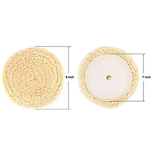 Makitoyo 8" Buffing Pad 100% Natural Wool Hook & Loop Grip for Compound Cutting & Polishing, for Automotive,3 Pieces Pack,Fit with 7" Pad