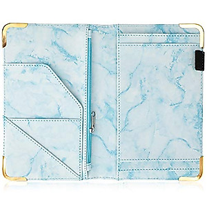 Server Book - Waitress/Waiter Book Organizer with Zipper Pouch, Guest Check Book Holder Money Pocket Restaurant Waitstaff Organizer (Blue)