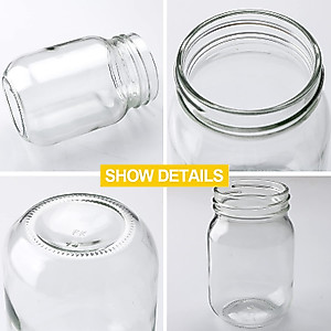 Accguan Mason Jars 16 oz With Regular Lids and Bands, Ideal for Jam, Honey, Wedding Favors, Shower Favors, DIY Magnetic Spice Jars, 12 PACK, 16 Labels Included