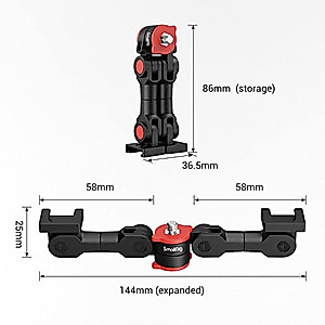 simorr Dual Cold Shoe Extension Bar Universal Cold Shoe Mount Bracket Plate Adapter, Camera Flash Brackets with 1/4" Thread Holes for Microphone,Led Video Light,Audio Recorder Monitors-3483