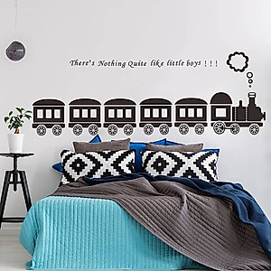 ANFRJJI Train Wall Decal and High-Speed Rail Wall Sticker with Removable PVC - Perfect for Decorating Kids' Rooms, Nurseries, and Student Dorms JWH142 (Black)