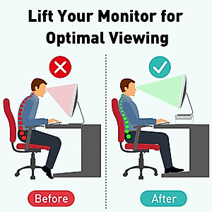 DeskLogics Computer Acrylic Monitor Stand Riser with Storage - Larger Size Single Clear PC Desktop Monitor Holder for Desk, Keyboard Storage, Laptop, TV Screen, Home, Office, Gift Ideas