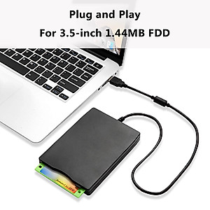 HANNORD USB External Floppy Disk Drive, 3.5-inch Portable 1.44MB FDD Diskette Drive, Plug and Play Floppy Disk Reader Adapter for Laptop Desktop Computer Windows 2000/XP/Vista/7/8