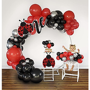 HAPPY - Red Black Silver Balloon Garland Arch Kit - 164 Professional Quality Latex Balloons in 4 Sizes for 30% Fuller 16ft Garland Arch - Graduation, 1st Birthday, Casino, Cars, Lady Bug, Too Fast…