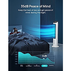 Dreo Evaporative Air Cooler, 40" Tower Fans that Blow Cold Air, Cooling Fan with 80° Oscillating, Ice Packs, Touch and Remote Control, 3 Modes, 3-Speed Quiet Floor Fan, White, Large, DR-HEC001-N