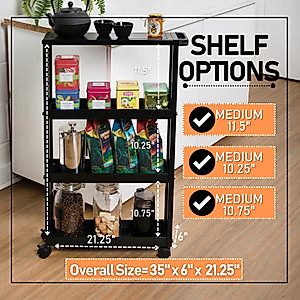 Slim Rolling Storage Cart with Wheels & Adjustable Shelving - Durable Metal Space-Saving 4 Tier Rolling Cart Ideal Kitchen - Narrow Bar Cart, Spice Rack, Utility Cart, Coffee Cart for Kitchen - WHITE