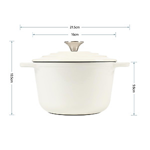 HAWOK Enameled Cast Iron Dutch Oven with Lid, 1.5 Quart Deep Round Dutch Oven with Dual Handles, Oyster White