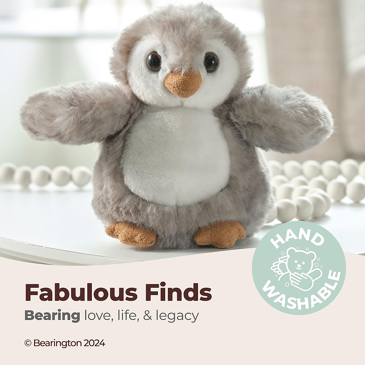 Bearington Slick Small Plush Penguin Stuffed Animal, 6 Inches