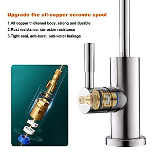 Drinking Water Faucet for Kitchen,100% Lead-Free Reverse Osmosis Faucet,Stainless Steel Kitchen Filtered Water Faucet,Brushed Nickel RO Faucet with Longer Thread Pipe