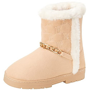 bebe Girls' Winter Boots - Quilted Faux-Fur Shearling Boots (Little Girl/Big Girl), Size 2 Little Kid, Tan