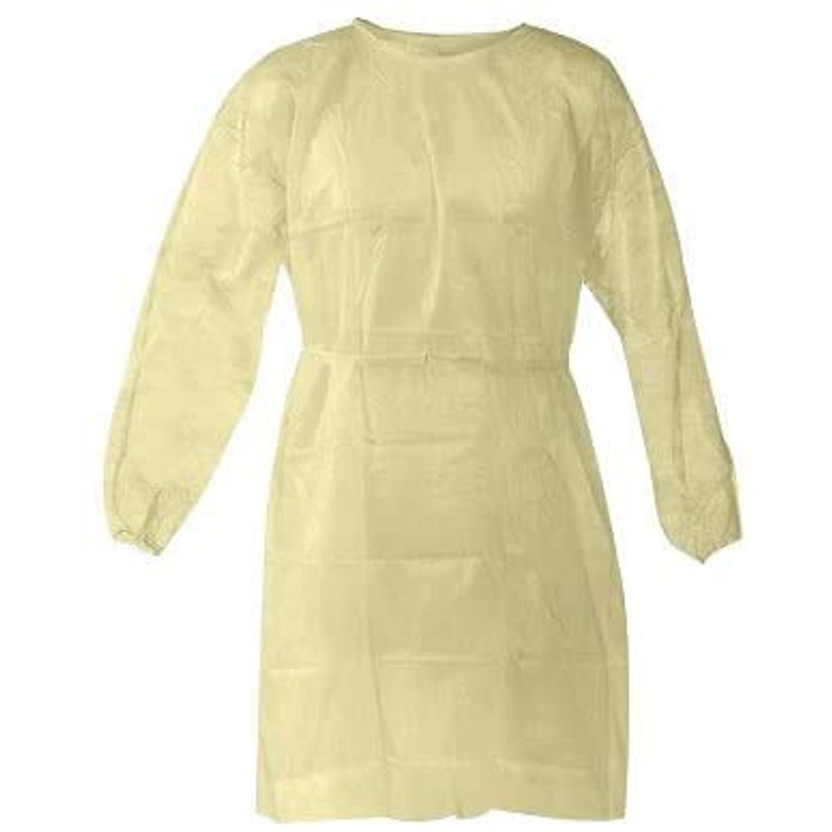 Disposable Protective Isolation Gown with Elastic Cuff,Latex Free,Non-Woven, Fluid Resistant,ONE Size FITS All,(Pack of 10) Yellow