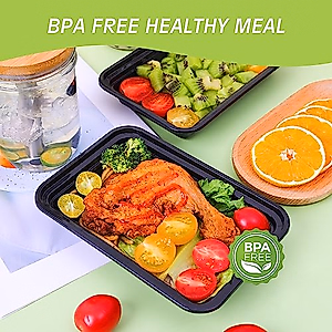 Moretoes 30 Pack 16 oz Meal Prep Containers Plastic Food Storages with Lids, Take-Out Lunch Box Reusable Bento Box, Stackable Microwave Freezer Dishwasher Safe